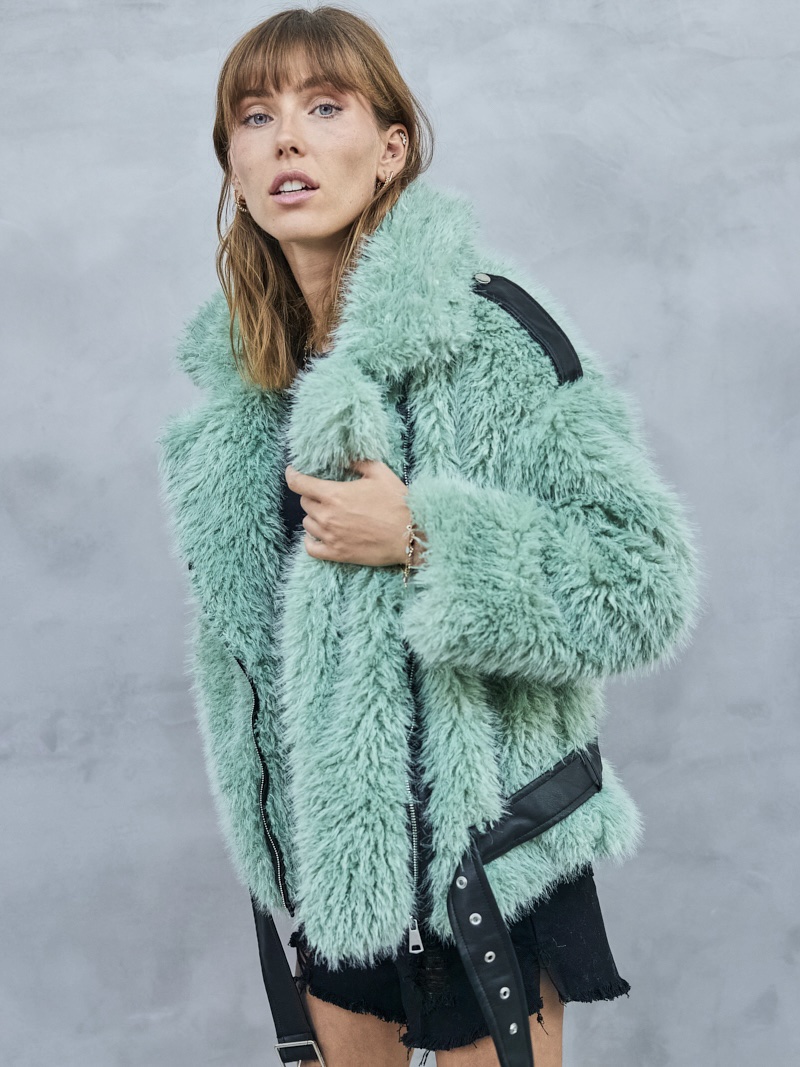 “Juliet” Mint Fur Jacket - Mirror Mirror The Label
